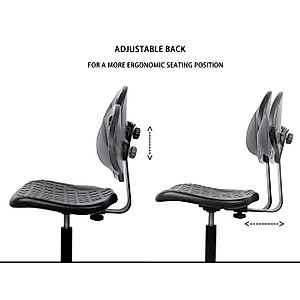 Chair Master Table Height Chair/Stool-Easy to Clean! Deluxe Ergonomic Polyurethane Chair. 5" of Height Adjustment (15.5"-20.5" Seat Ht). 450 lb Capacity. for Automotive, Lab, Garage, Home, Office
