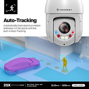 Amcrest 4MP AI PTZ POE IP Camera Pan Tilt Zoom (Optical 25x Motorized Zoom) Speed Dome, Human/Vehicle Detection, F1.6, 1/2.8" Sensor, 4MP@30fps, 328ft Night Vision, IP4M-1063EW-AI-V2