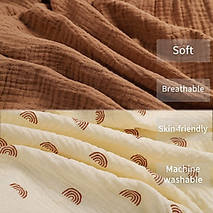 Muslin Bassinet Sheets 2 Pack Set for Baby Boy and Girl, 100% Muslin Cotton Fitted Sheet for Oval Hourglass and Rectangular Bassinet Mattress, Natural and Rainbow