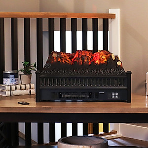 Sunnydaze Heated Log Electric Fireplace Insert Heater - Polypropylene Construction - Great for Existing Fireplaces