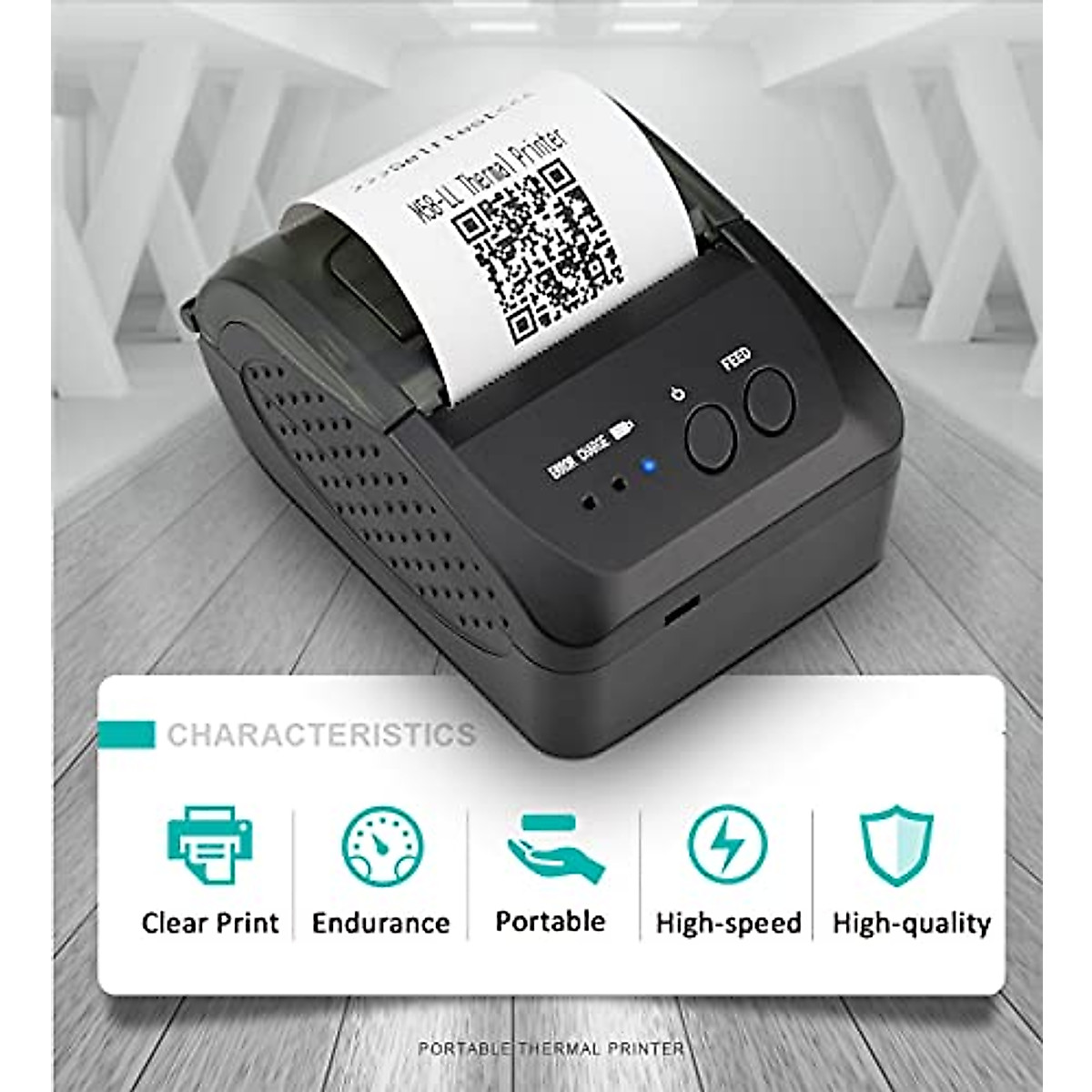 Bluetooth Receipt Printer, 58mm Mini Portable Personal Bill Printer Wireless,Mobile Thermal POS Printer for Small Business, Supports Android/Windows, Not for Square iOS Tablets