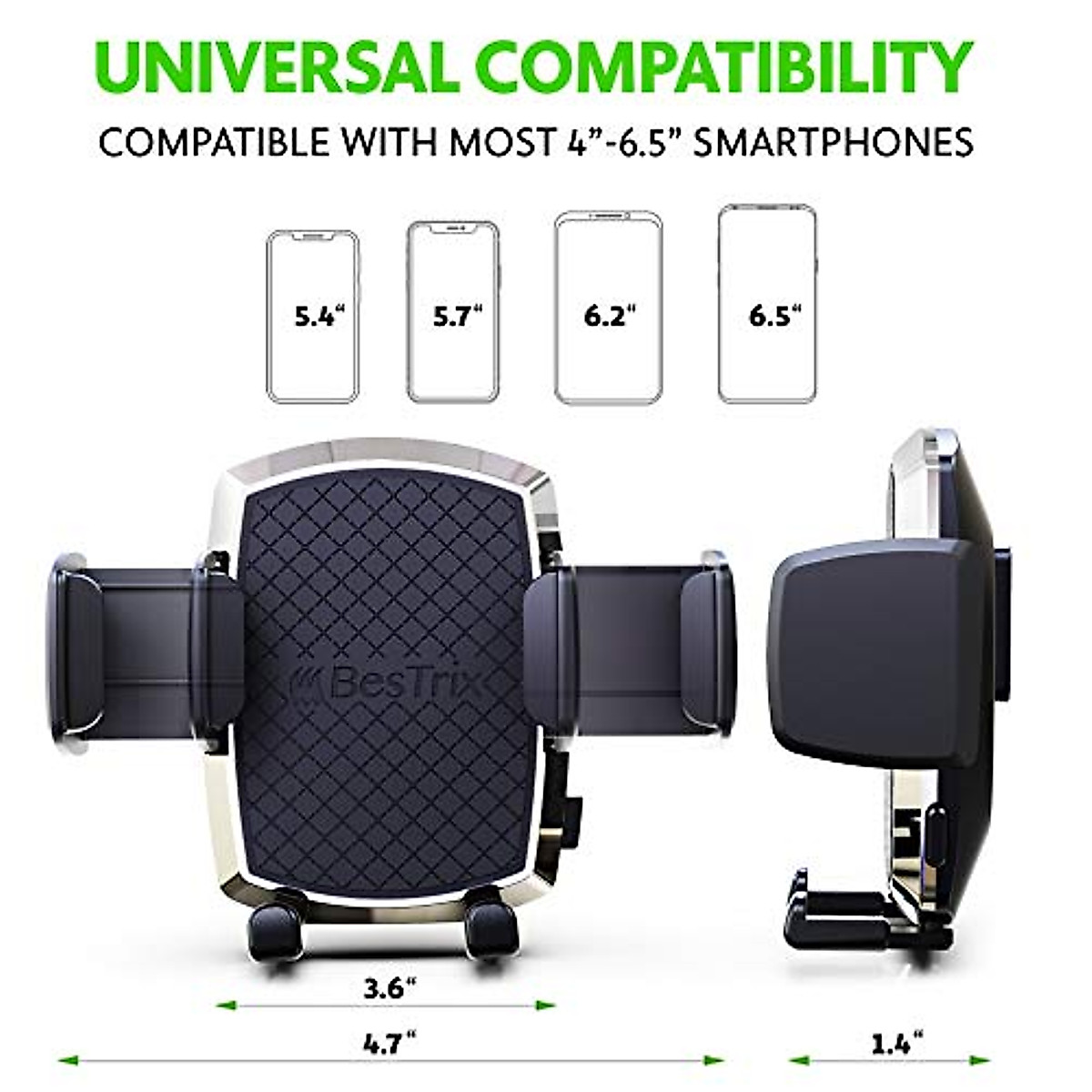 Bestrix Car Phone Mount Holder -SmartClamp Air Vent Cell Phone Car Holder Compatible with iPhone 12 11 Pro Xr Xs XS MAX XR X Galaxy S20 Note 20 Ultra & All Smartphones