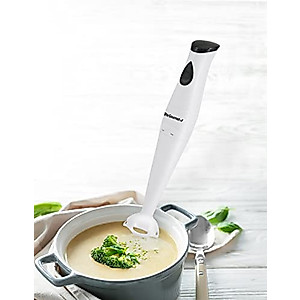 Americana Collection Elite EHB-2425X# Electric Immersion Hand Blender, Mixer, Chopper, 1-Touch Control Soups, Sauces, Baby Food, Removable Blending Stick, 150 Watts, White