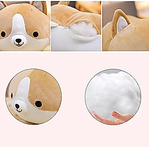 Levenkeness Corgi Dog Plush Pillow, Soft Cute Shiba Inu Akita Stuffed Animals Toy Gifts (Brown, 11.8 in)