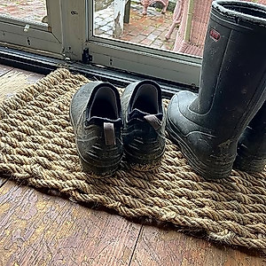 Kings County Tools Jute Rug | Woven Door Mat | Natural Fiber Jute Entry Rug | Reversible Indoor & Outdoor Doormat | Hand Braided | Safe for Decking | Soft & Durable Burlap Rag Rug Runner | 30" x 17"