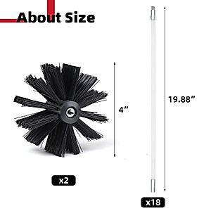 SEKKVY 30 feet Dryer Duct Cleaning Kit Chimney Cleaner Brush Lint Remover Use with or Without Drill Includes 18 Rods and 2 Nylon Brush Heads