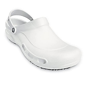 Crocs Unisex Adult Men's and Women's Bistro Clog | Slip Resistant Work Shoes , White, 9 Women 7 Men US