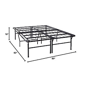 Best Price Mattress 18 Inch Metal Platform Beds w/Heavy Duty Steel Slat Mattress Foundation (No Box Spring Needed), Queen, Black