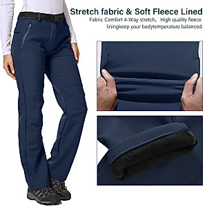 Jessie Kidden Women's Waterproof Pants Hiking Ski Snow Fish Fleece Lined Insulated Outdoor Golf Travel Pant (801F Blue S 6)