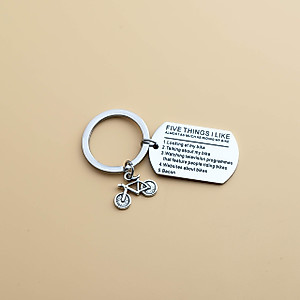 Funny Biker Gift Five Things I Like Almost As Much As Riding My Bike Keychain Cycling Gift for Bike Lover (Riding My Bike)