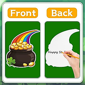 Joy Bang St Patricks Day Cutouts 60 PCS Paper Shamrock Cutouts for Crafts St. Patrick's Day Shamrock Leprechaun Cutouts for Classroom Bulletin Board Decorations