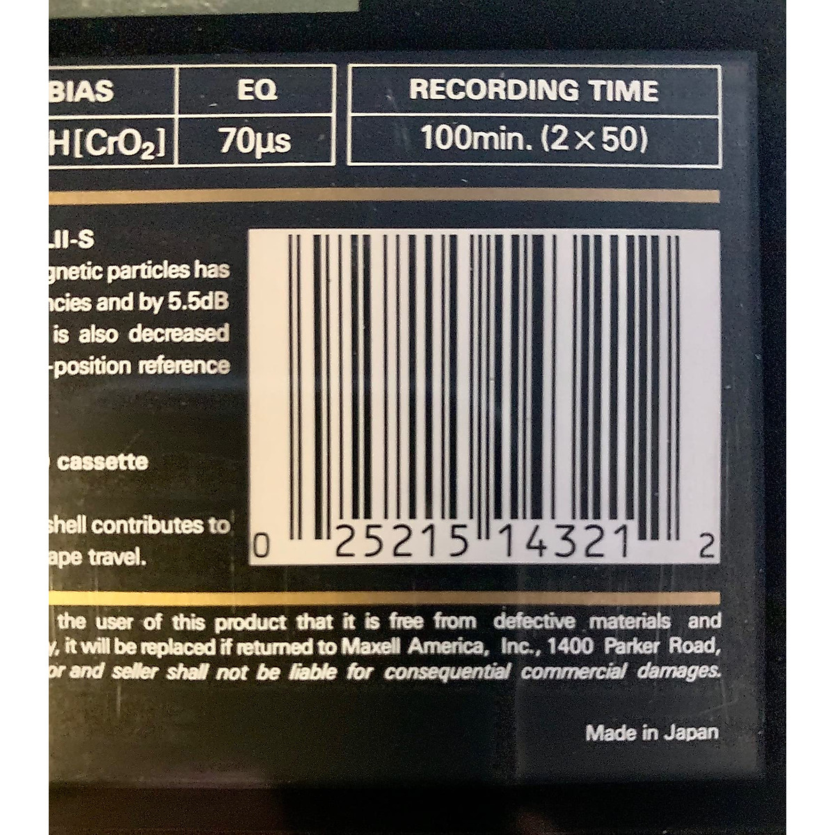 Maxell High Bias XLII-S 100 Minute Audio Cassette