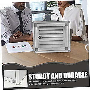 MARMERDO Box Mobile Phone Safe Storage Cabinet with Lock Phone Metal Locker Cabinet Handle Design Cellphone Box Phone Stand Rack Sundries Storage Cabinet Cell Phone Box