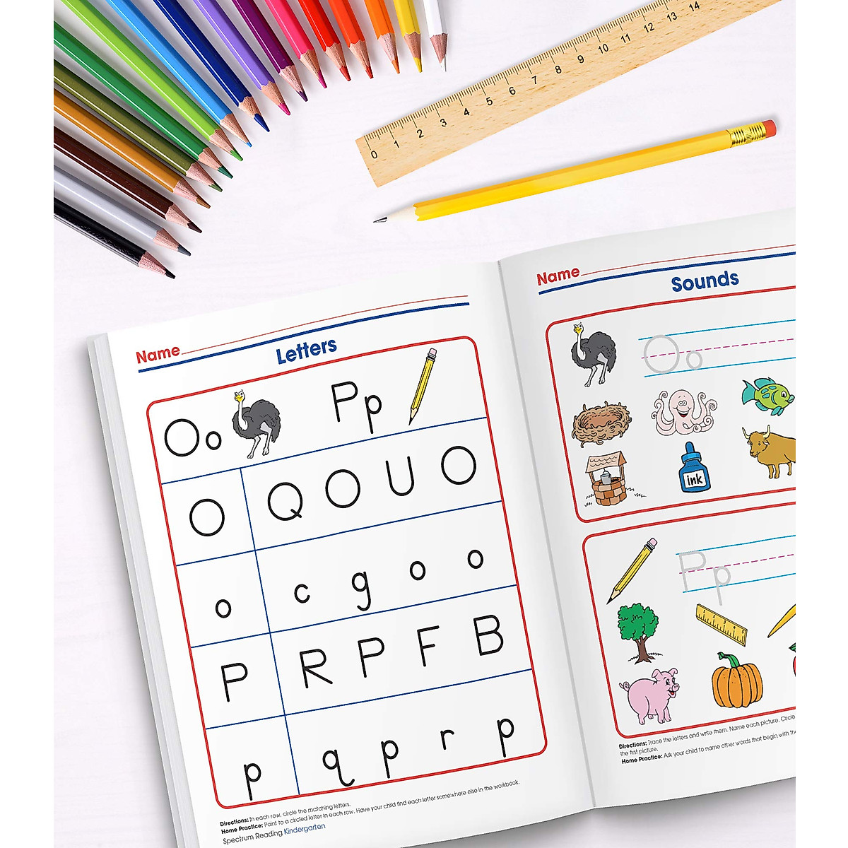 Spectrum Reading Comprehension Kindergarten Workbook, Ages 5 to 6, Kindergarten Reading Comprehension, Letters and Sounds, Word Recognition, Sight Word Activities, and Phonics - 166 Pages