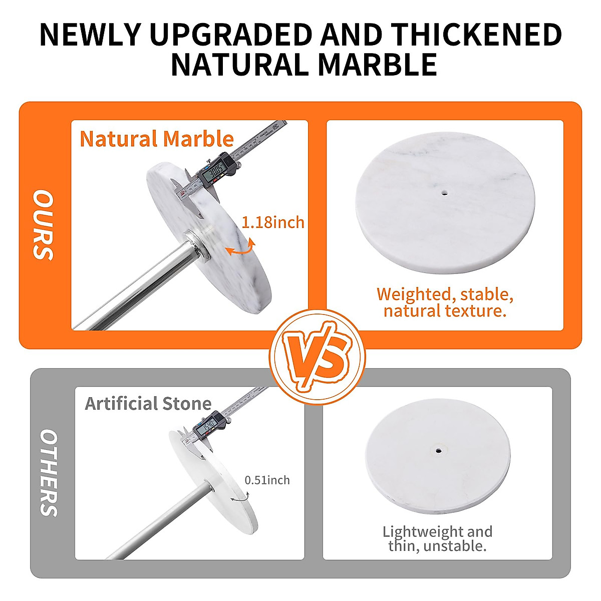 ZOZOE Metal Coat Rack Freestanding, Solid 201 Stainless Steel Coat Rack Stand, Modern Coat Racks with Natural Marble Base, Coat Tree Hanger Stand for Jacket, Bag, Entryway, Office