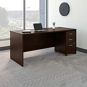 Bush Business Furniture Series C Office Desk with Mobile File Cabinet, 72W x 30D, Mocha Cherry