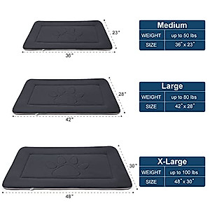 Hero Dog Large Dog Bed Crate Pad Mat Cute Paw Pet Beds for Dogs, 42-Inch Washable Dog Sleeping Mattress with Anti Slip Bottom, Dark Grey L