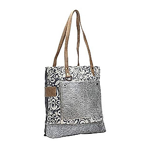 The Gypsy Upcycled Canvas and Genuine Hair-On Cowhide Leather Tote Bag