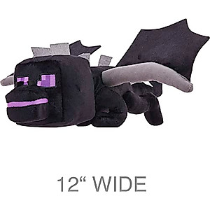 Mattel Minecraft Ender Dragon Plush Toy with Lights & Sounds, 12-Inch Soft Doll with Posable Wings, Video Game Character