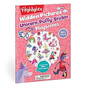 Unicorn Hidden Pictures Puffy Sticker Playscenes: Unicorn Sticker Activity Book, 50+ Reusable Stickers, Decorate Pictures and Solve Puzzles, Sticker Book for Kids (Highlights Puffy Sticker Playscenes)