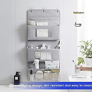 1 Pack Over the Door Organizer, heylad 35.2lbs Load Closet Door Organizer Hanging, Swing-proof Diaper Organizer Storage with 4 Big Pockets 4 Side Mesh Pockets for Nursery Newborn Baby Essentials Stuff