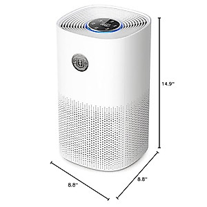 Air Purifiers for Home Bedroom, PARIS RHÔNE H13 True HEPA Air Filter Air Cleaner for Pet Smoke Pollen Dander Hair Smell, Portable Air Purifiers with Air Quality Sensor, Sleep Mode，Auto Mode, Timer,