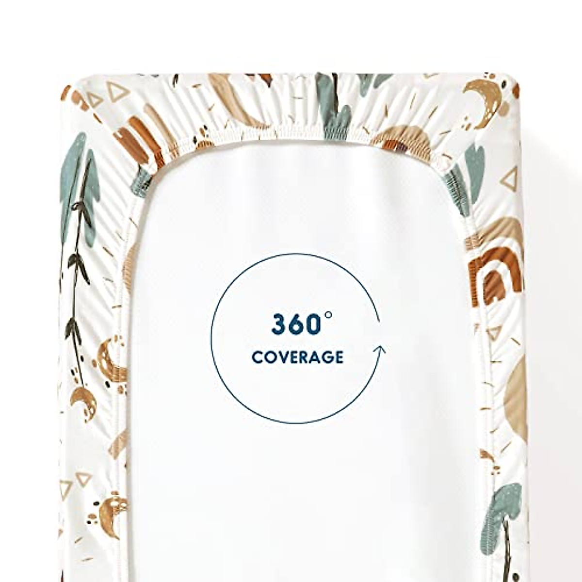 GRSSDER Stretch Ultra Soft Jersey Knit Changing Pad Cover Set 2 Pack,Change Table Pad Covers Fit 32"/34" x 16" Pads Safe and Snug,Stylish Cute Rainbow Print for Baby