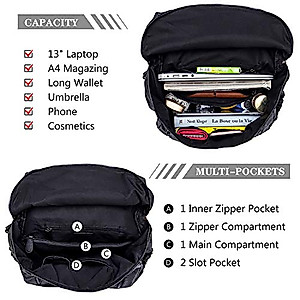 Roulens Women Backpack Purse Fashion Leather Large Ladies Shoulder Bags Travel Backpack Purse for Women