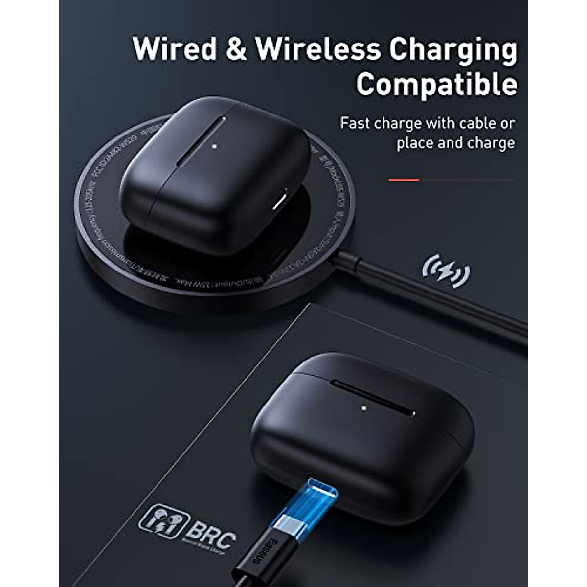 Baseus Wireless Earbuds, Active Noise Cancelling Bluetooth 5.2 Earbuds with 4 ENC Mics & Wireless Charging Case, 38ms Low Latency 30H Playtime Bluetooth Headphones for iPhone and Android(Bowie M2+)