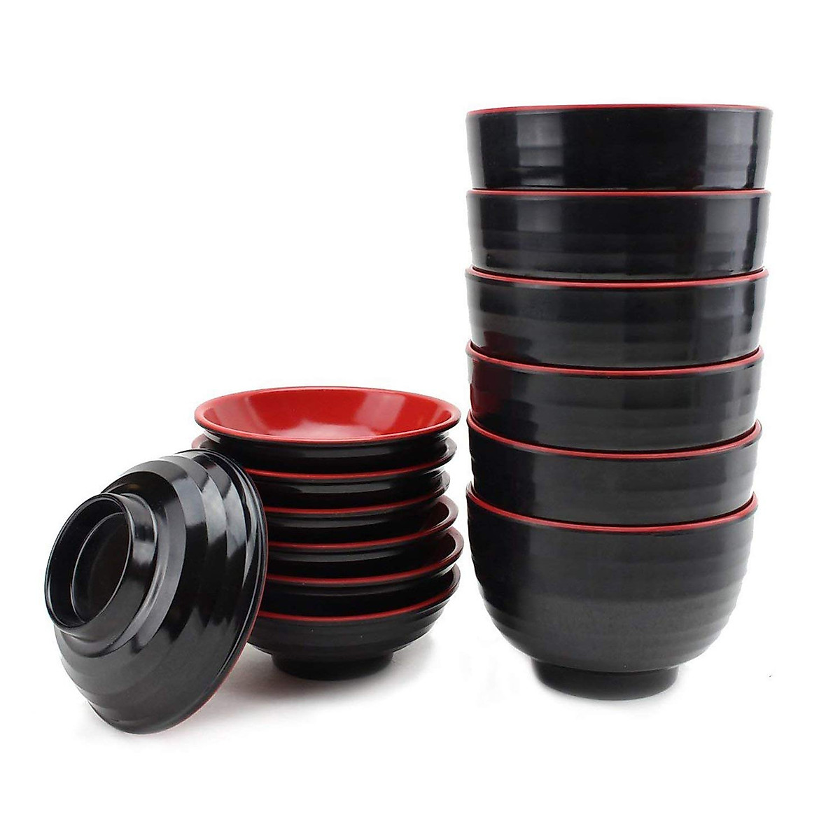 USAMJTABLE Set of 6 Japanese Melamine 味噌湯ボウル4" Miso Soup Rice Bowls With Lid (B11894) ~ We Pay Your Sales Tax
