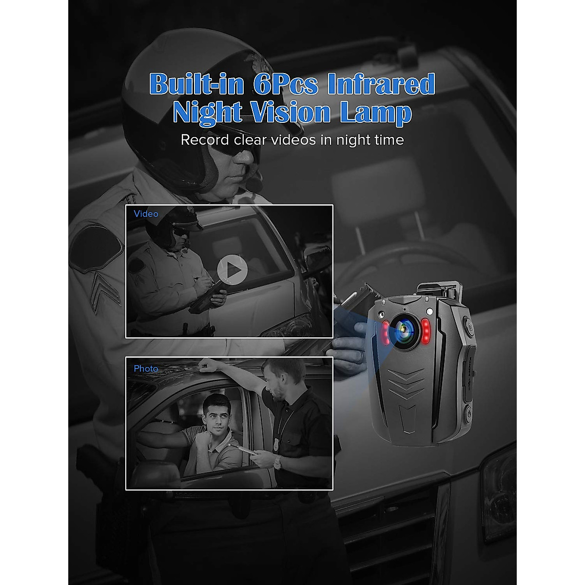 BOBLOV PD70 64GB WiFi Body Camera 1296P Wearable Body Cameras Night Vision Camera Built-in Memory Light and Small Body with Audio Recording 170 Degree for Law Enforce or Daily Use (64GB)