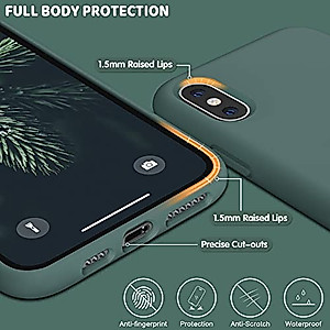 OuXul iPhone Xs Max Case - Liquid Silicone Phone 10 Pro Max Case, Full Body Slim Soft Microfiber Lining Protective iPhone Xs Max Case for Women/Men 6.5 Inch(Forest Green)