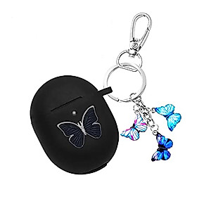 Case for Google Pixel Buds Pro Case Cover 2022, Cute Cartoon Butterfly Skin Soft Silicone Pixel Buds Pro Charging Case Earbuds Protective Cover with Keychain for Women Girl Gift (Black)