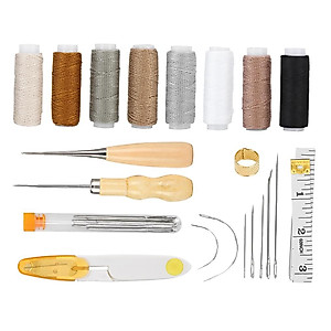 [Premium Leatherworking Tools DIY Set - Includes Thread Awls & Accessories - Complete Leather Craft Supplies for Beginners - Leather Stitching Kit and Craft Starter Set]