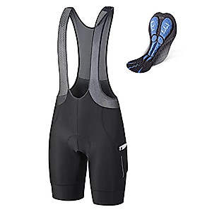 BALEAF Men's Cycling Bib Shorts 4D Padded, Road Bike Cycling Bibs Biking Bicycle Shorts Gel Pockets UPF50+ Black L