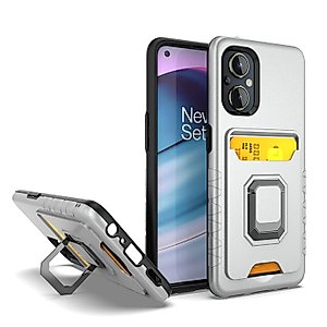 Military Grade Tough Case for OnePlus Nord N20 5G 6.43" 2022, Rugged Case Hybrid Bumper Cover Case with Built-in Kickstand Credit Card Holder Slot for OnePlus Nord N20 5G 6.43" 2022