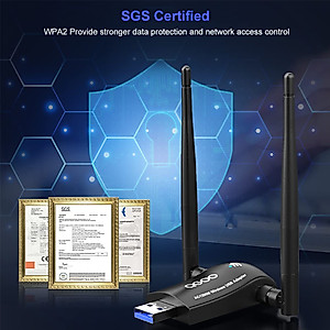 Wireless USB WiFi Adapter for PC, QGOO WiFi Adapter USB 3.0 AC1200 High Gain Dual 5dBi Antennas 802.11ac/a/b/g/n Dual Band 2.4GHz/300Mbps 5GHz/867Mbps for Windows 11/10/8.1/8/7