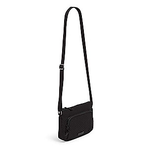 Vera Bradley Women's Microfiber Little Hipster Crossbody Purse With RFID Protection, Black, One Size