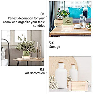 Cabilock Farmhouse Wood Planter Small Crate Wooden Desktop Storage Organizer Remote Control Caddy Holder Wood Box Container for Desk Office Supplies Home and Table S Decorative Box Wood Flower Pot