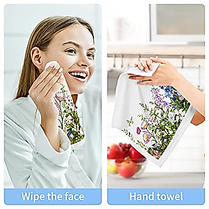 ALAZA Wash Cloth Set Wild Flowers Butterfly - Pack of 6 , Cotton Face Cloths, Highly Absorbent and Soft Feel Fingertip Towels(236na5b)