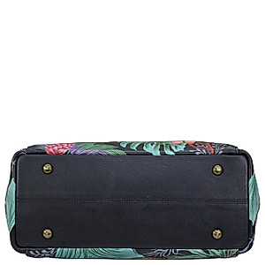 Anuschka Women’s Genuine Leather Multi Compartment Satchel - Hand Painted Exterior - Jungle Queen