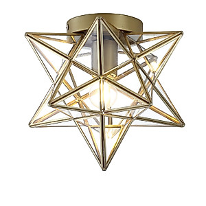 JONATHAN Y JYL9035B Stella 12" Moravian Star Metal/Clear Glass LED Flush Mount, Contemporary, Transitional, Office, Living Room, Dining Room, Kitchen, Bedroom, Bathroom, Hallway, Foyer, Gold/Clear