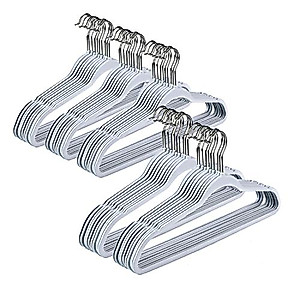 Quality Hangers Clothes Hangers 50 Pack - Non-Velvet Plastic Hangers for Clothes -Heavy Duty Coat Hanger Set -Space-Saving Closet Hangers with Chrome Swivel Hook, Functional Non-Flocked Hangers, Gray