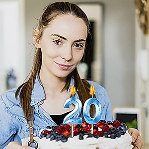 Blue 15th & 51st Birthday Candles for Cakes, Number 15 51 Glitter Candle Cake Topper for Party Anniversary Wedding Celebration Decoration