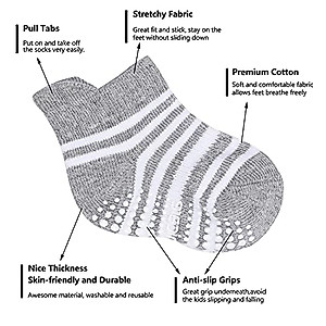 Infinicare Non-Slip Grip Baby Socks - Anti Skid Infant Baby Ankle Socks Low Cut for Infants Toddlers Kids Girls Boys (6-12 Months)