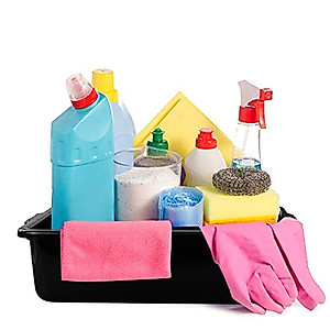 EudokkyNA Plastic Bus Tub Set of 4, Black Rectangle Plastic Dish Pans, 8 Liters