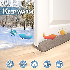 Triangle Door Draft Stopper，36" Weighted Under Door Draft Blocker Bottom Door Seal Noise & Air，Interior Sound Proof Door Snake Draft Insulation Washable Stopper | Cool in Summer & Warm in Winter，Brown