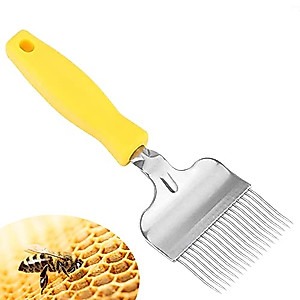 GOTOTOP Beekeeping Uncapping Fork Bee Keeping Bee Honey Uncapping Fork Stainless Steel Tine Beekeeping Honey Beekeeping Extractor Tool, 8.66 x 2.76 Inch,Yellow