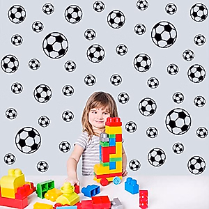 52 Pcs Soccer Stickers, Easy to Peel and Stick Soccer Balls Wall Stickers, Wall Art DIY Football Decor Decals for Kids Room, Boys Teen Girl Bedroom Playroom Living Room Window Door Decoration