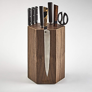 360 Knife Block MAX - (walnut) rotating, magnetic, knife block - NOW w/top slots - capacity for 20+ knives & 12" blades (Walnut wood)